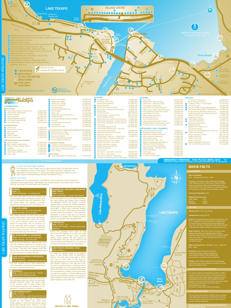 Lake Tekapo Visitor Information Map | PDF