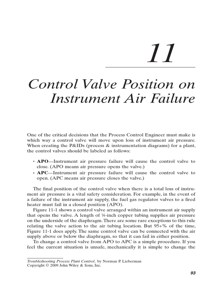 Chapter 11 - Control-Valve Position On Instrument Air Failure PDF | PDF ...