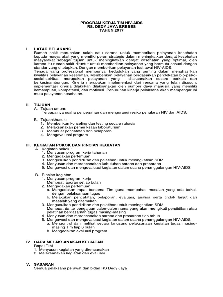 Program Kerja Tim Hiv 2017 | PDF