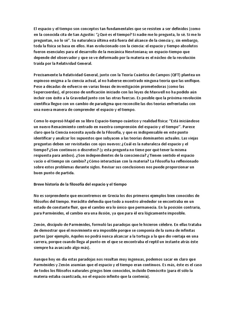 El Espacio y El Tiempo | PDF | Espacio | Hora