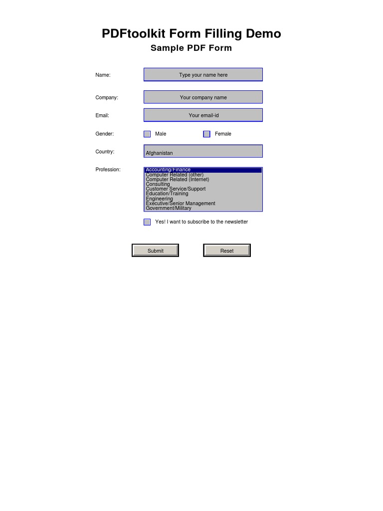 Pdftoolkit Form Filling Demo | PDF | Business