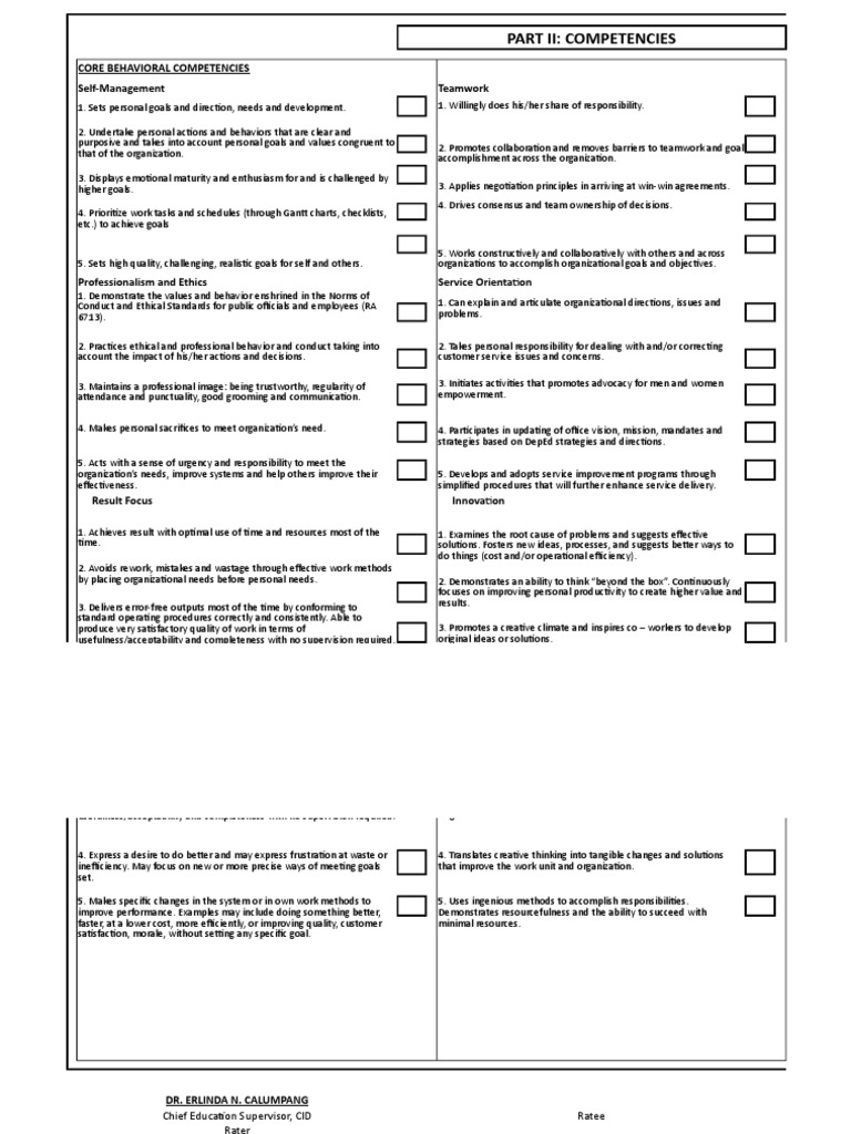 Opcrf Part II Competencies | PDF | Competence (Human Resources) | Goal