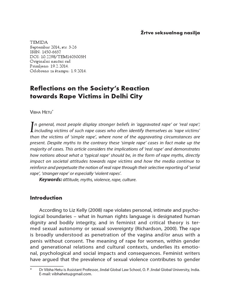 Reflections on Overcoming Rape Myths and Their Harmful Impact on ...