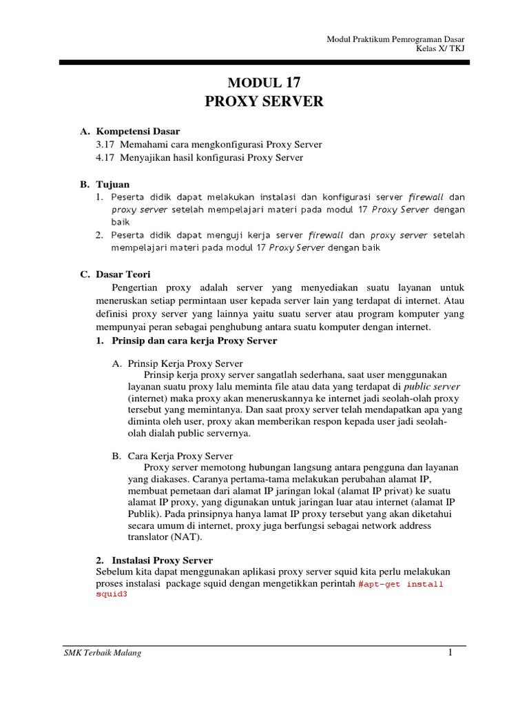 Modul 17 Proxy Server | PDF