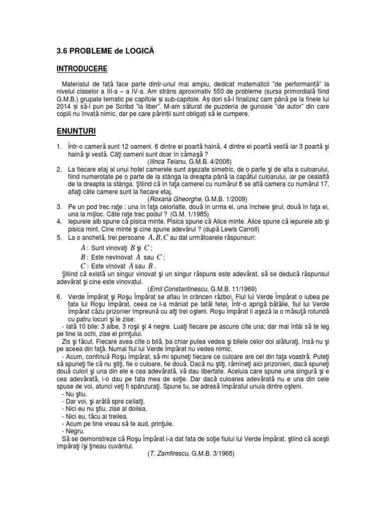 Probleme de Logica PDF | PDF