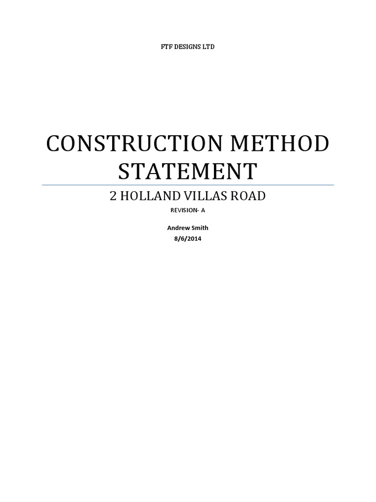 Construction Method Statement PDF | PDF | Deep Foundation | Basement
