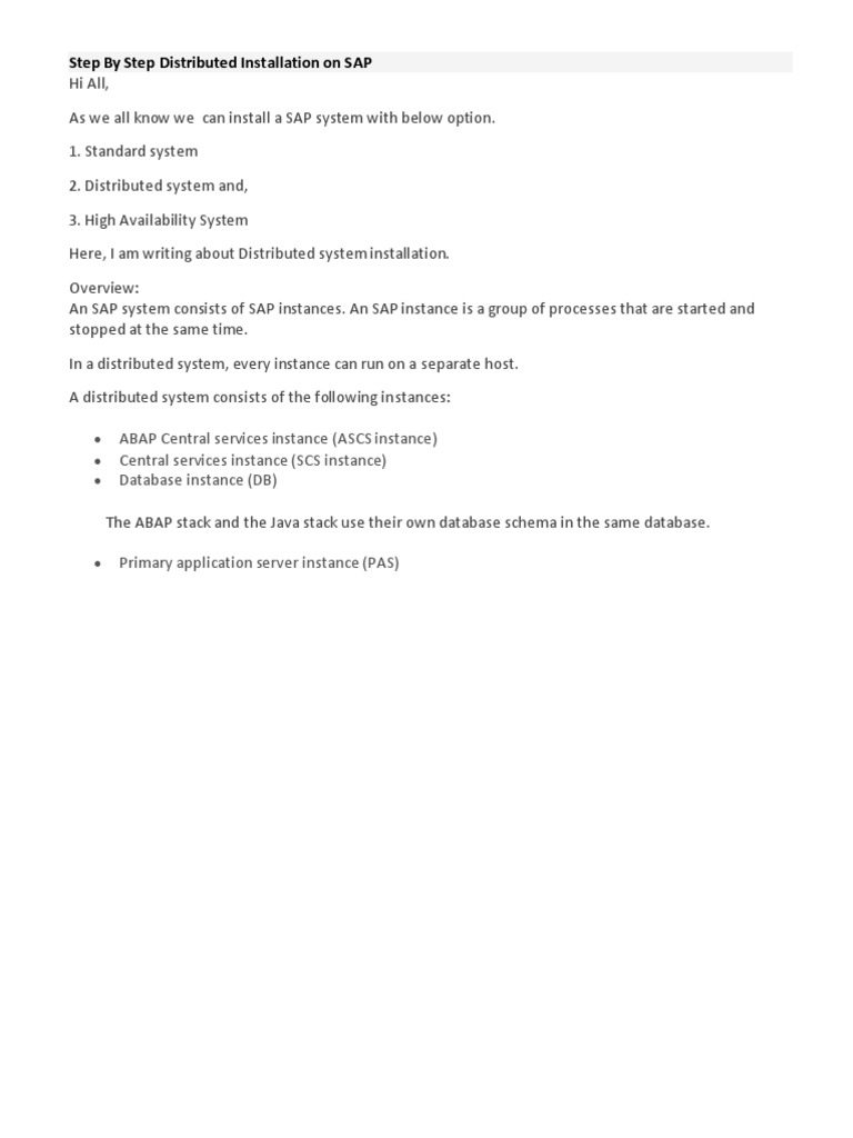 Distributed Installation On Sap Pdf Oracle Database Installation