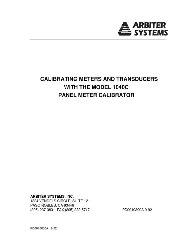 Calibration Guide for Arbiter 1040C | PDF | Ac Power | Calibration