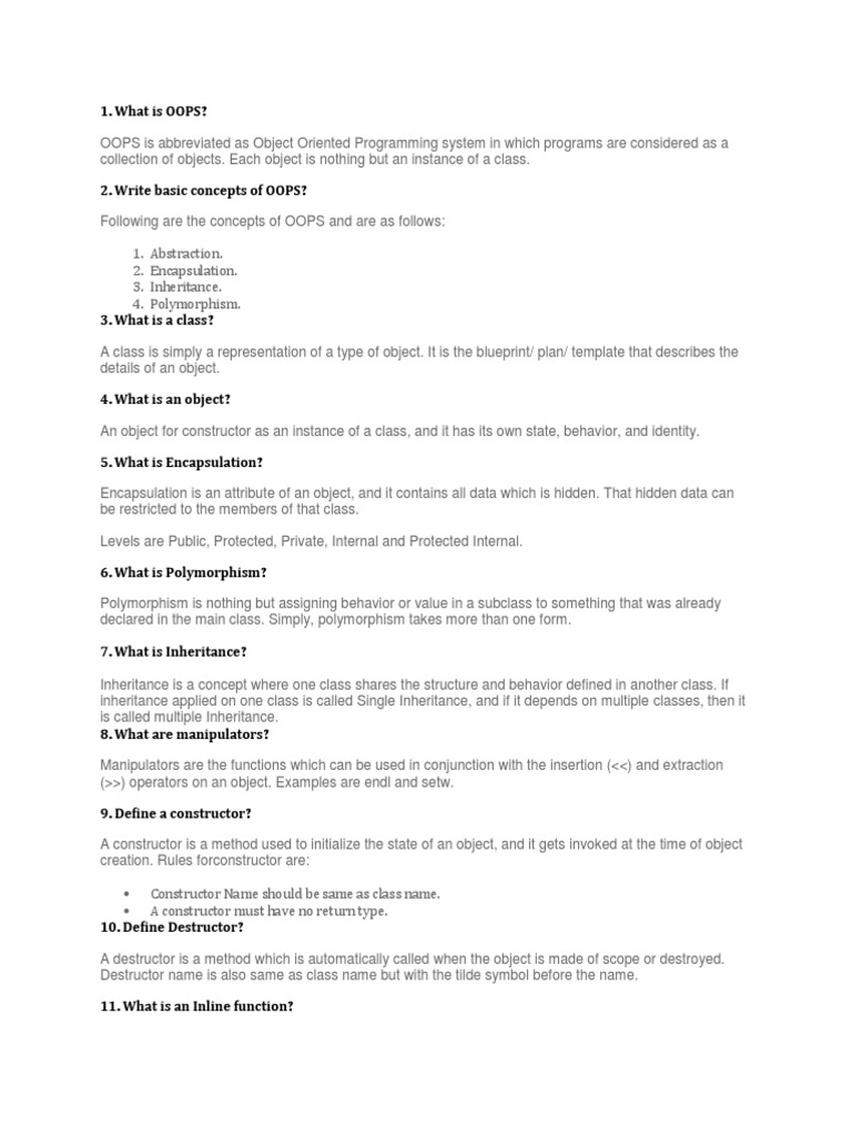 Oop Questions Pdf Method Computer Programming Class Computer Programming