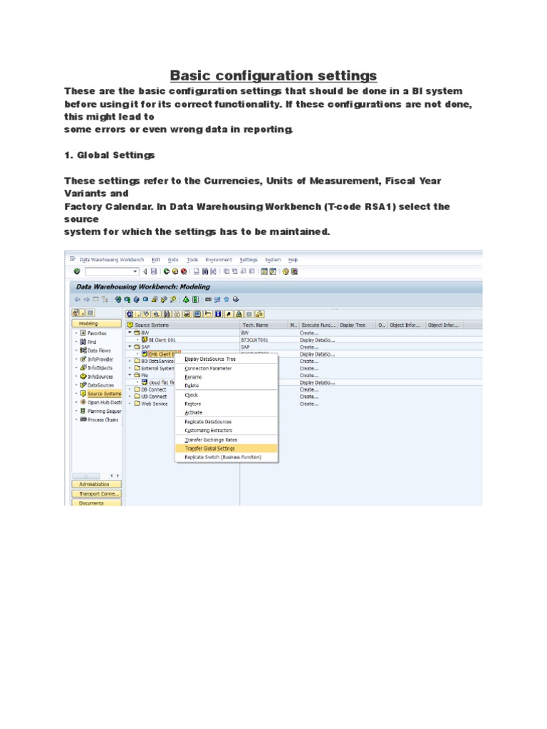Basic Configuration Settings Sap Bw Pdf Exchange Rate Translations