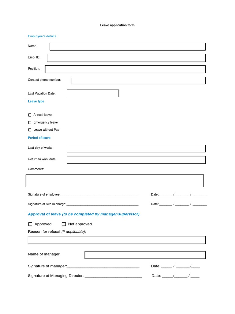 Leave Application Form | PDF