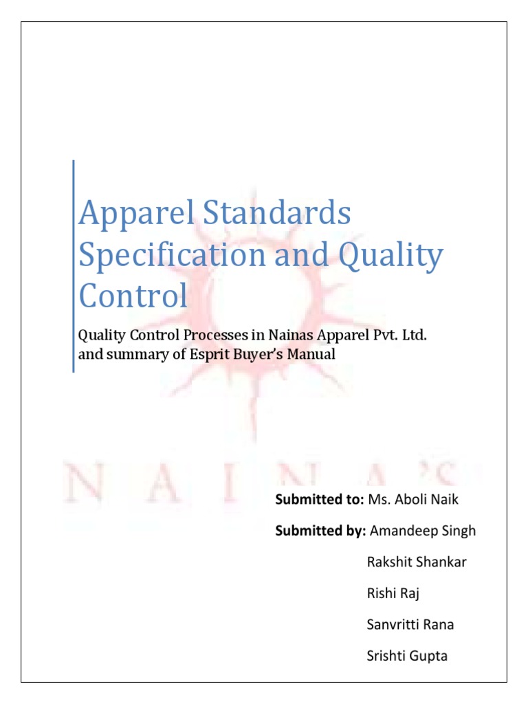 Apparel standards and quality control processes | PDF | Seam (Sewing ...