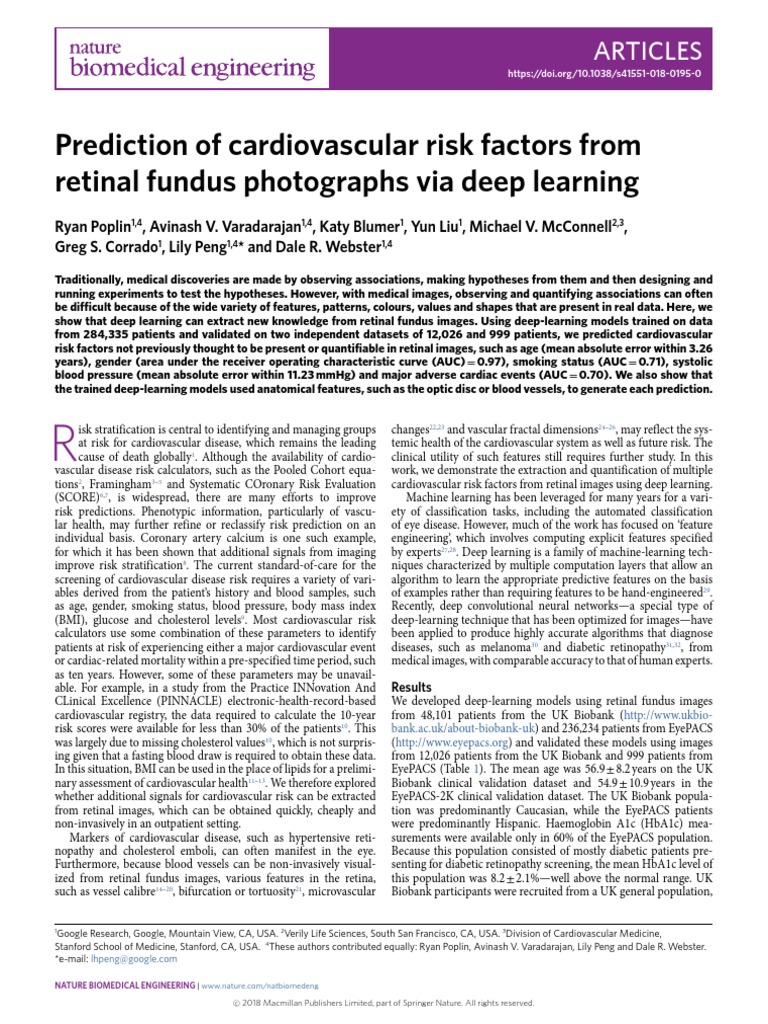 Prediction of Cardiovascular Risk Factors From Retinal Fundus ...