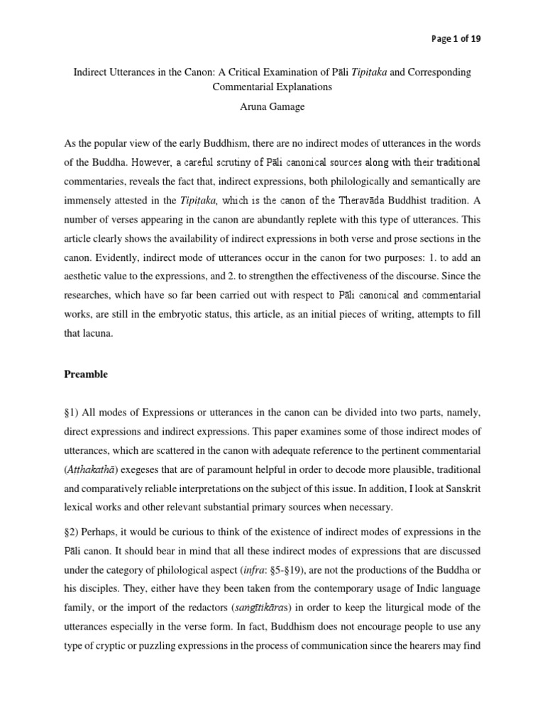 Indirect Utterances | PDF | Pali | Metre (Poetry)