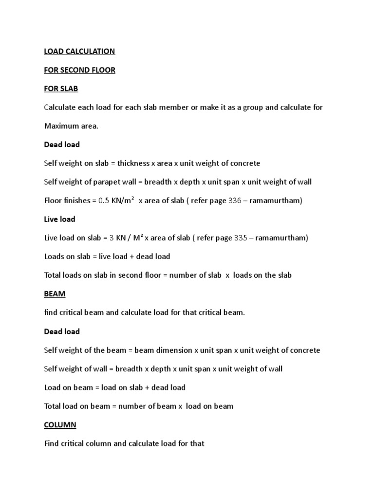 Load Calculation For G+2 Residential Building | PDF | Column ...