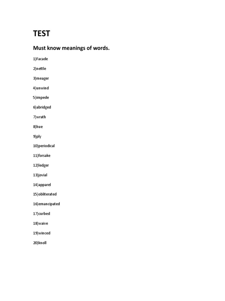 Test Words | PDF