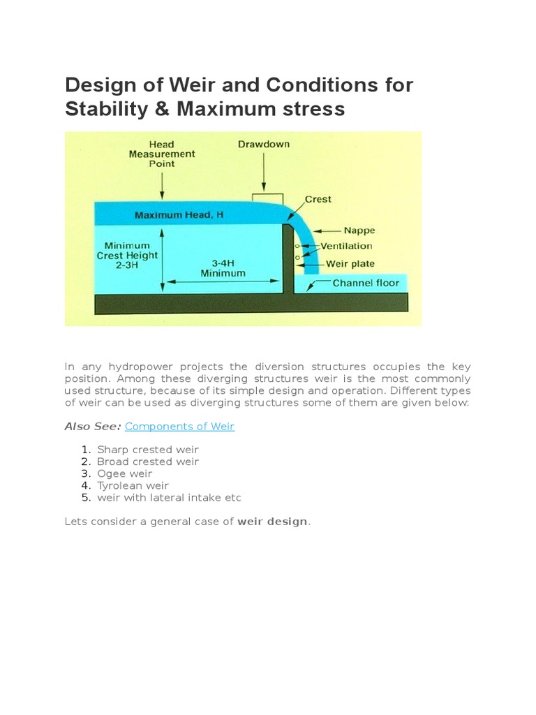 Design of Weir and Conditions For Stability | PDF