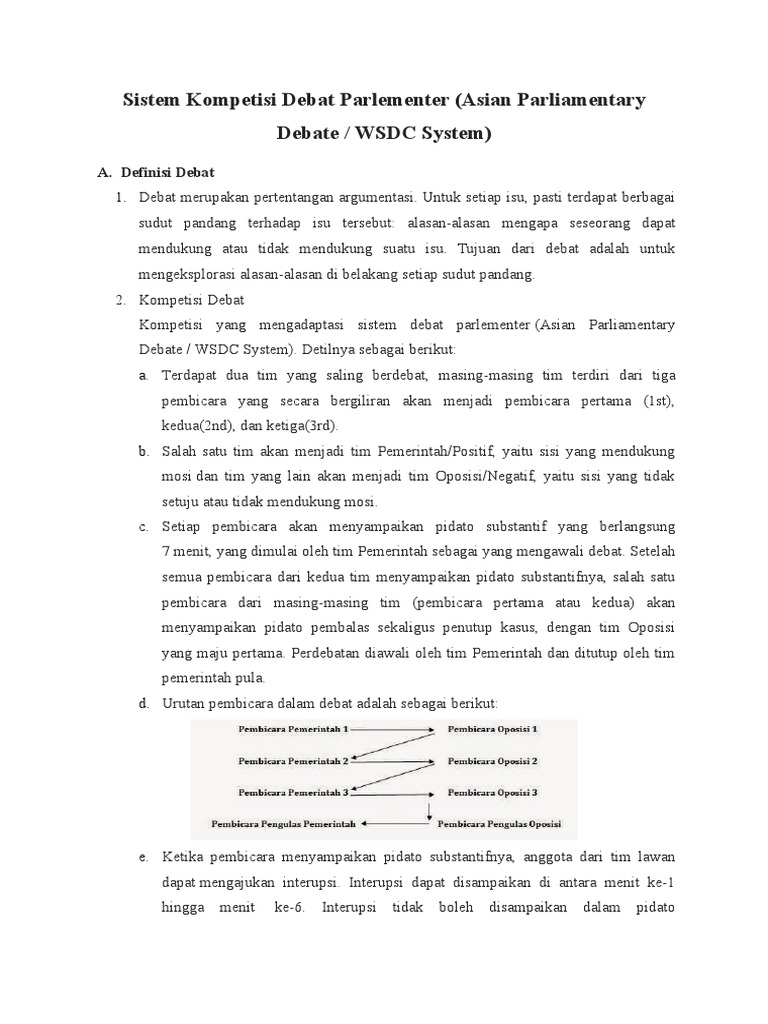 Sistem Kompetisi Debat Parlementer Asia | PDF