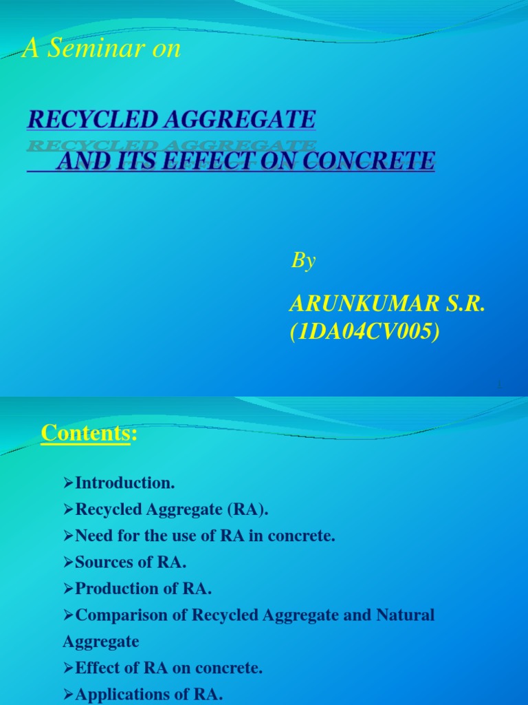 Recycled Aggregate's Impact on Concrete | PDF | Construction Aggregate ...