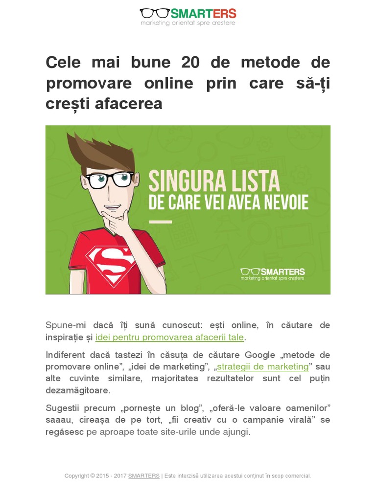 PDF Metode de Promovare Online by SMARTERS | PDF