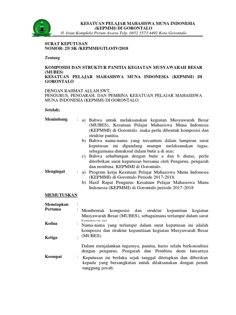 SK Panitia Mubes 2018 | PDF
