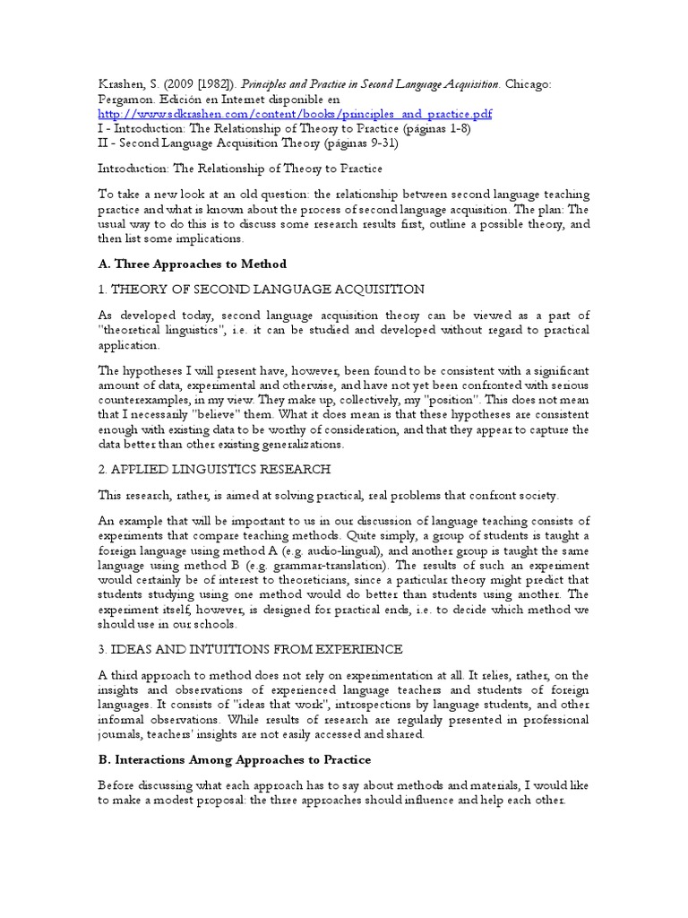 Principles and Practice in Second Language Acquisition | PDF | Second ...