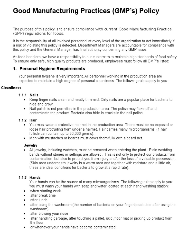 Good GMP Policy | PDF | Hand Washing | Public Toilet