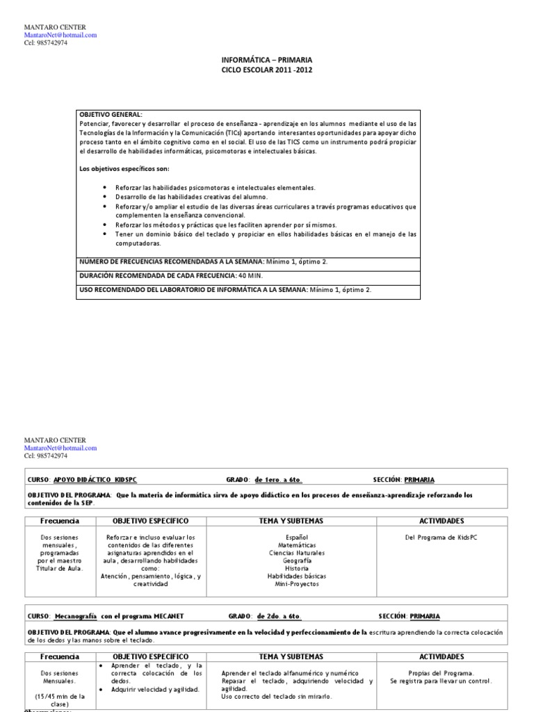 Programacion Primaria - COMPUTACION | Descargar gratis PDF | Microsoft PowerPoint | Archivo de ...