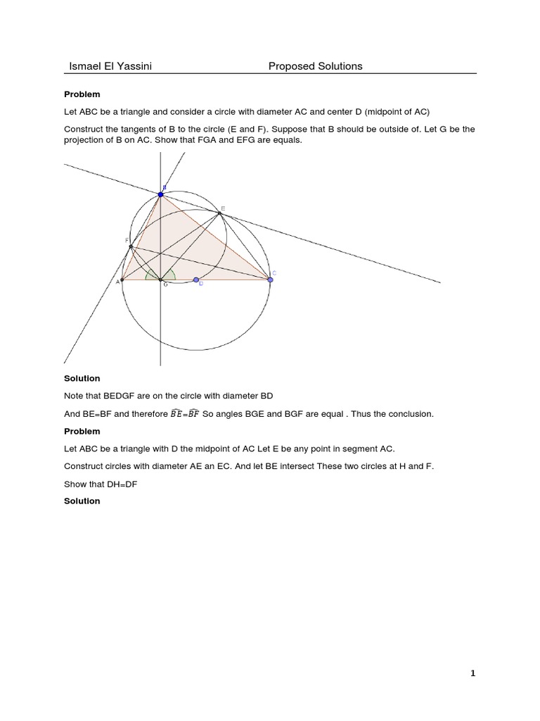 Proposed Solutions of Gogeometry Problems PDF | PDF | Triangle | Euclidean Plane Geometry