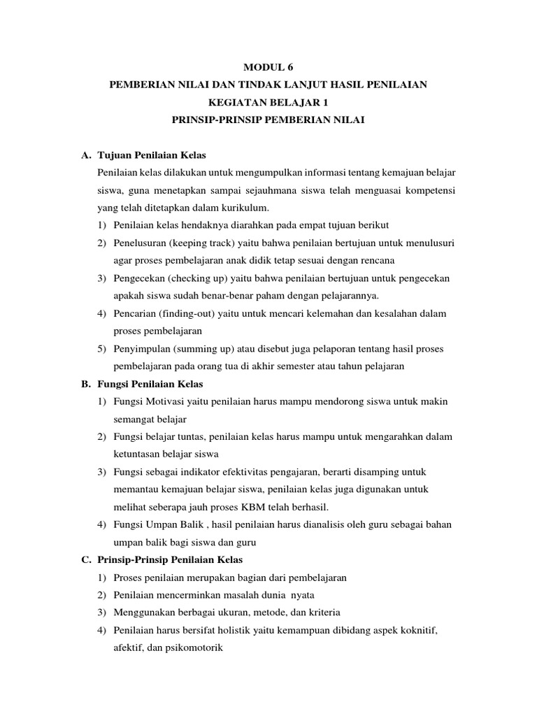 Evaluasi Pembelajaran Di SD - MODUL 6 | PDF Evaluasi Pembelajaran Di SD - MODUL 6 | PDF