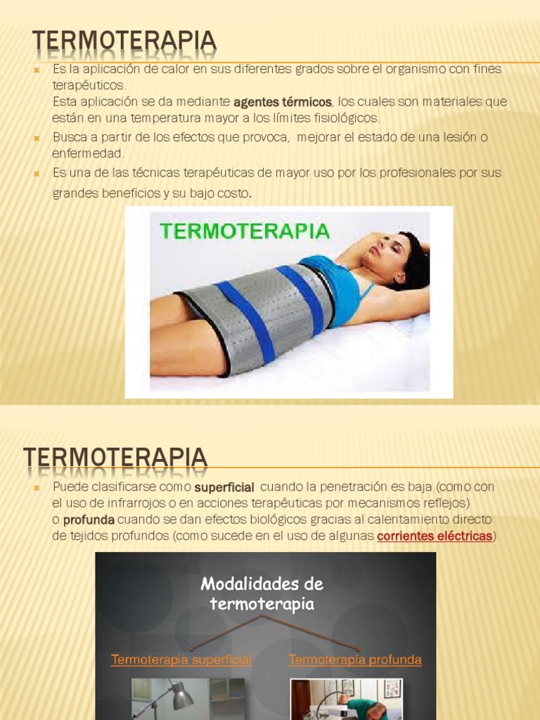 Aplicación y efectos de la termoterapia | PDF | Calor | Especialidades ...