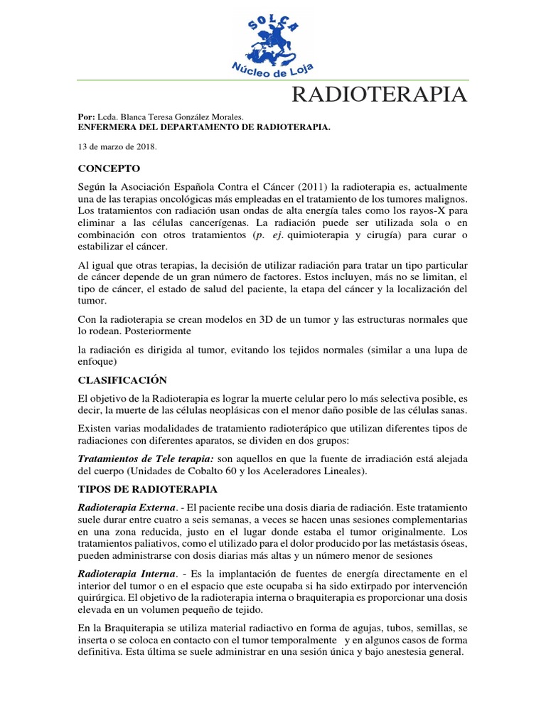 Radioterapia | PDF | Terapia de radiación | Quimioterapia