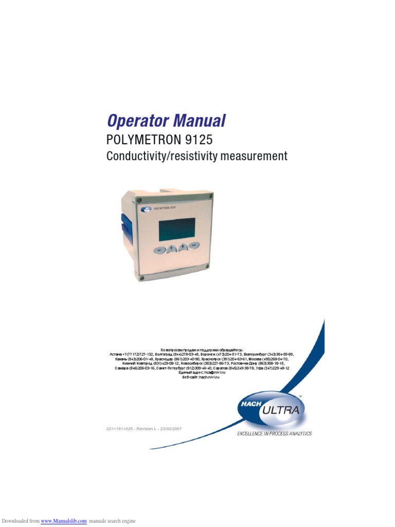 Operator Manual: Polymetron 9125 | PDF | Electrical Resistivity And ...