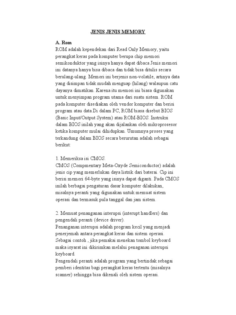 Jenis Jenis Memory | PDF