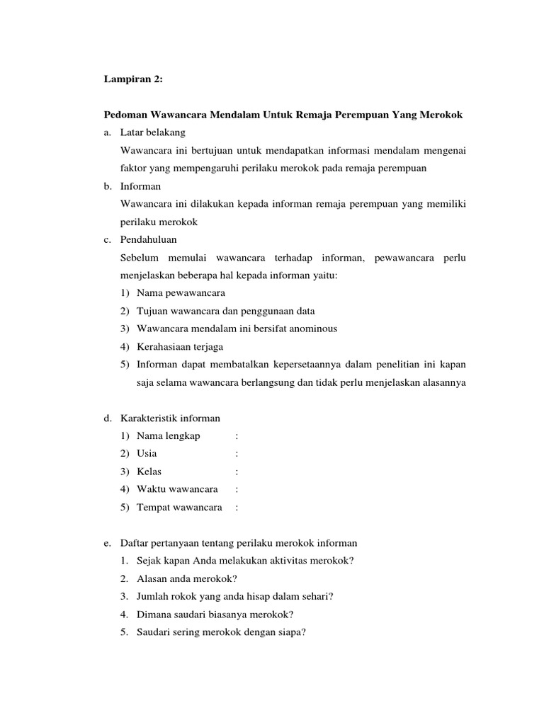 Lampiran Pedoman Wawancara | PDF