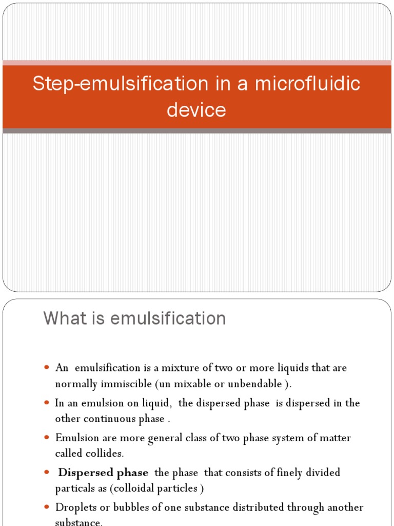 Step-Emulsification in A Microfluidic Device | PDF | Emulsion | Colloid
