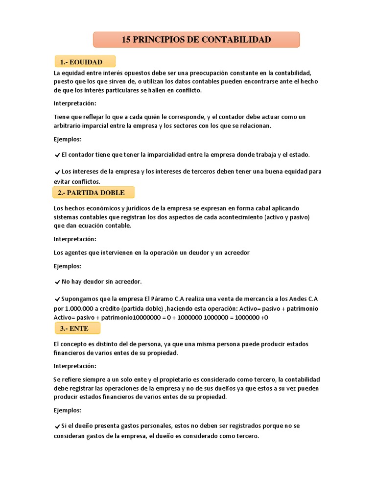 15 Principios de Contabilidad | PDF | Contabilidad | Ciencias económicas