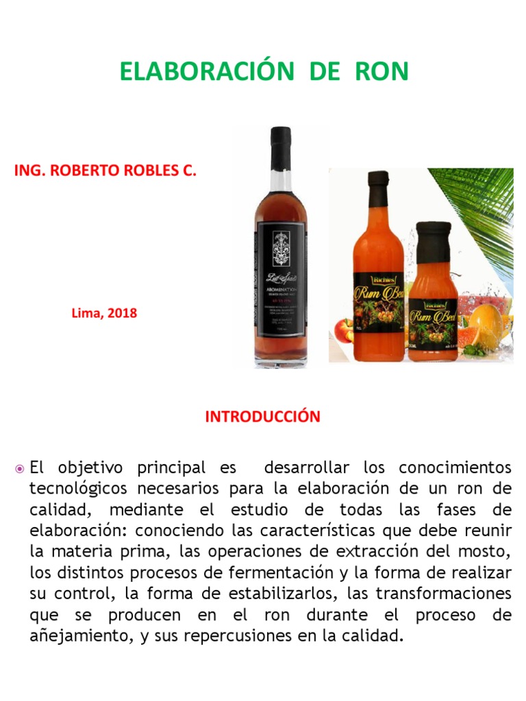 Proceso de Elaboración del Ron | PDF | Ron | Destilación