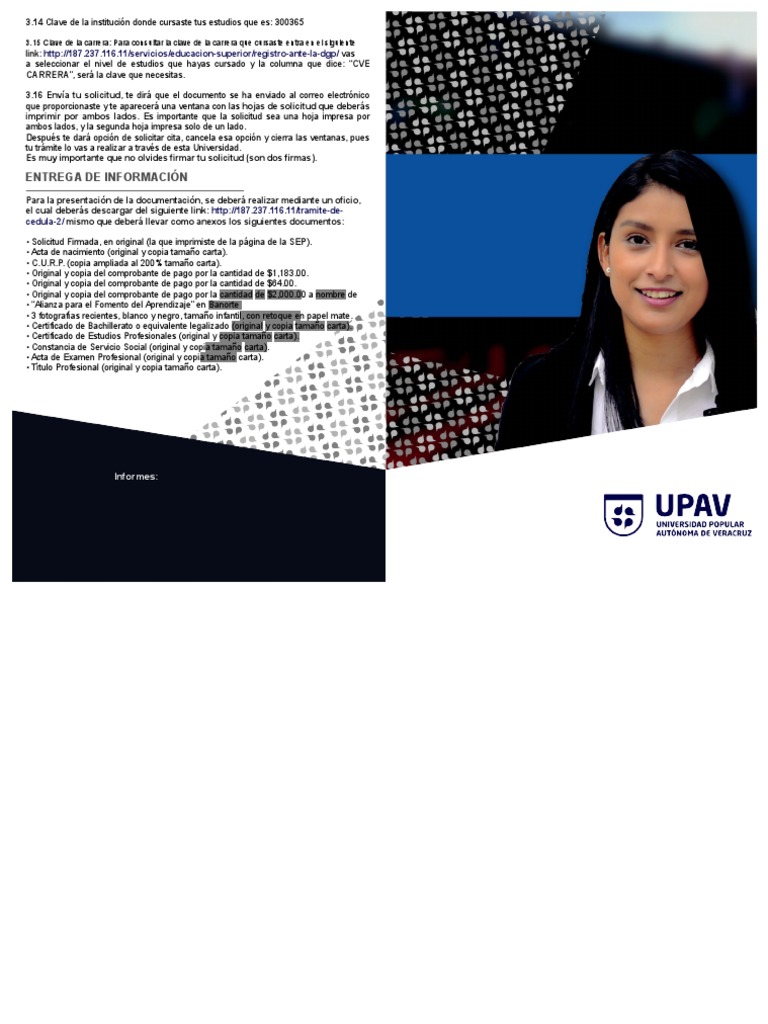 Tramite de Cedula Profesional en La Upav | PDF | Bancos | Business