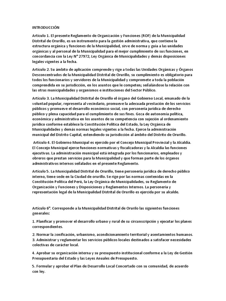 Rof | Descargar gratis PDF | Gobierno local | Alcalde
