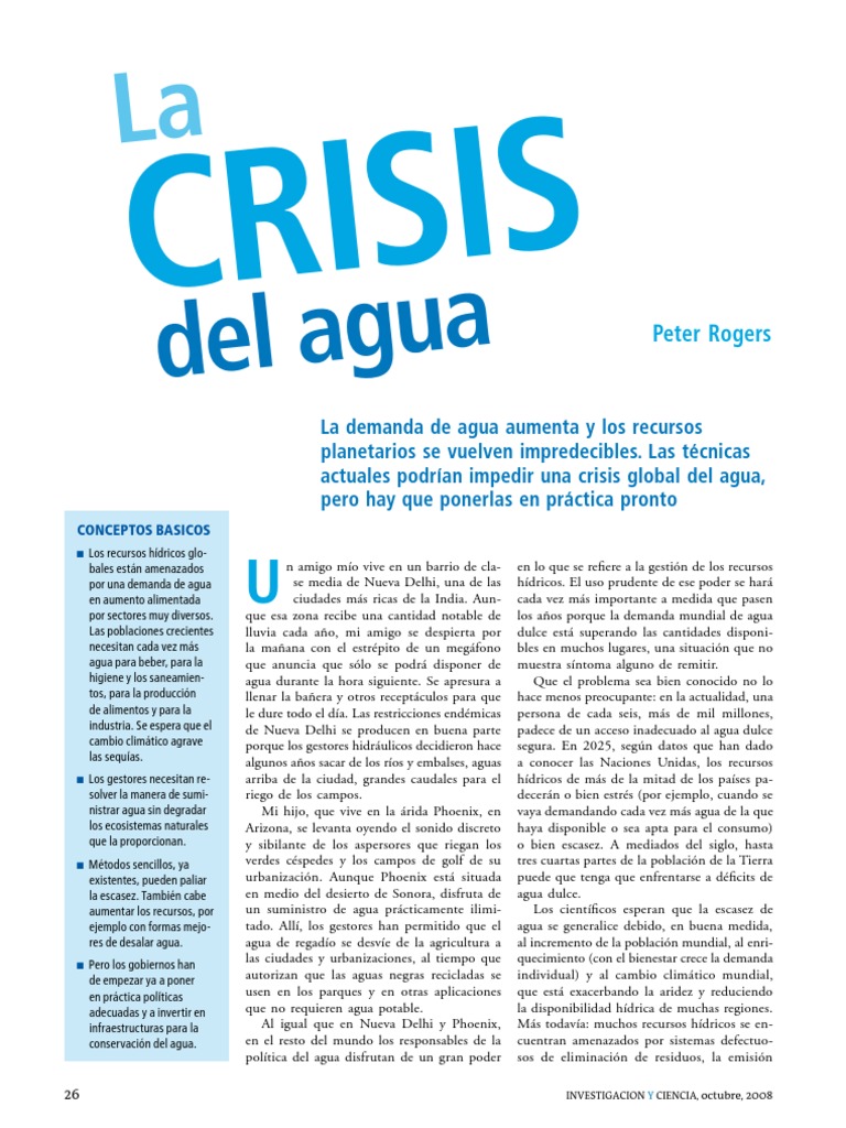 Crisis del Agua: Retos y Soluciones | PDF | Riego | Agua subterránea