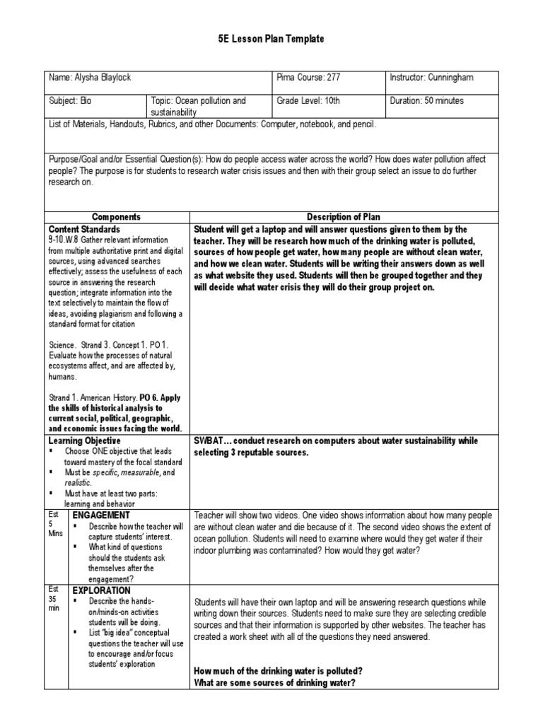 Ocean Pollution and Water Crisis Research | PDF | Lesson Plan ...