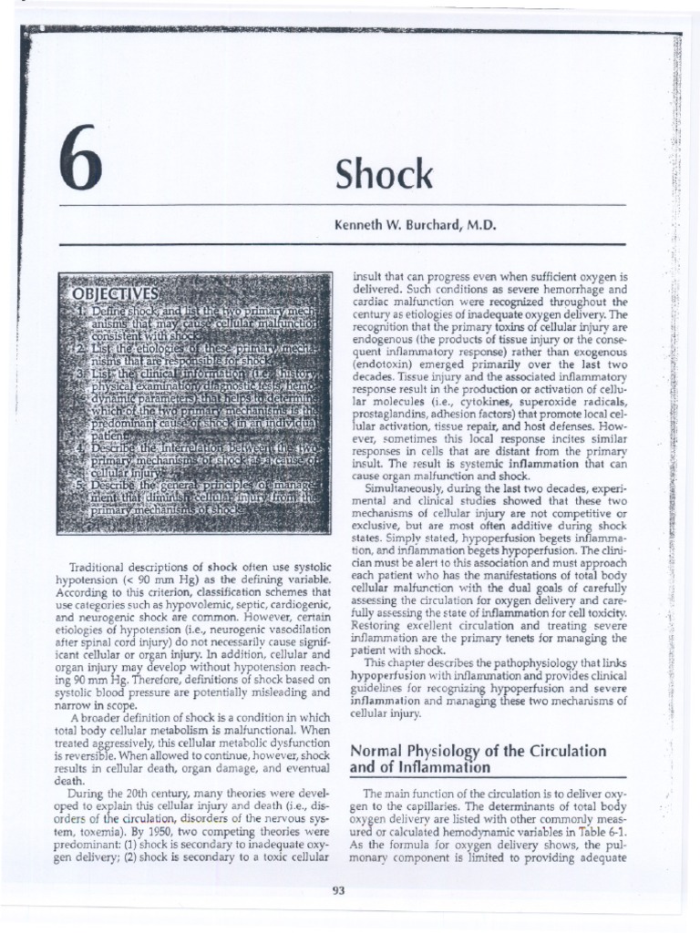 Shock: Kenneth W. Burchard,. M.D | PDF | Shock (Circulatory) | Heart