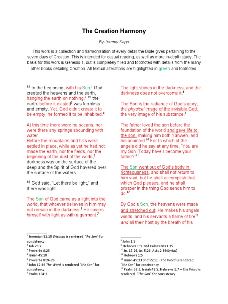 The Creation Harmony | Download Free PDF | Religious Texts | Genesis ...