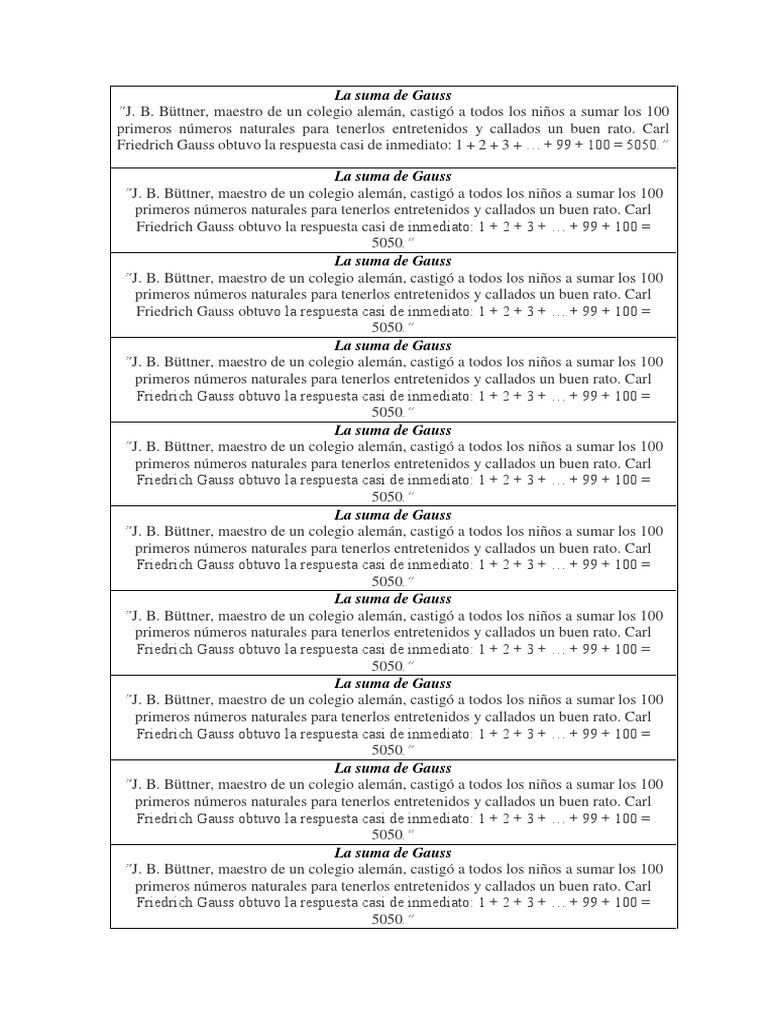 La Suma de Gauss | PDF