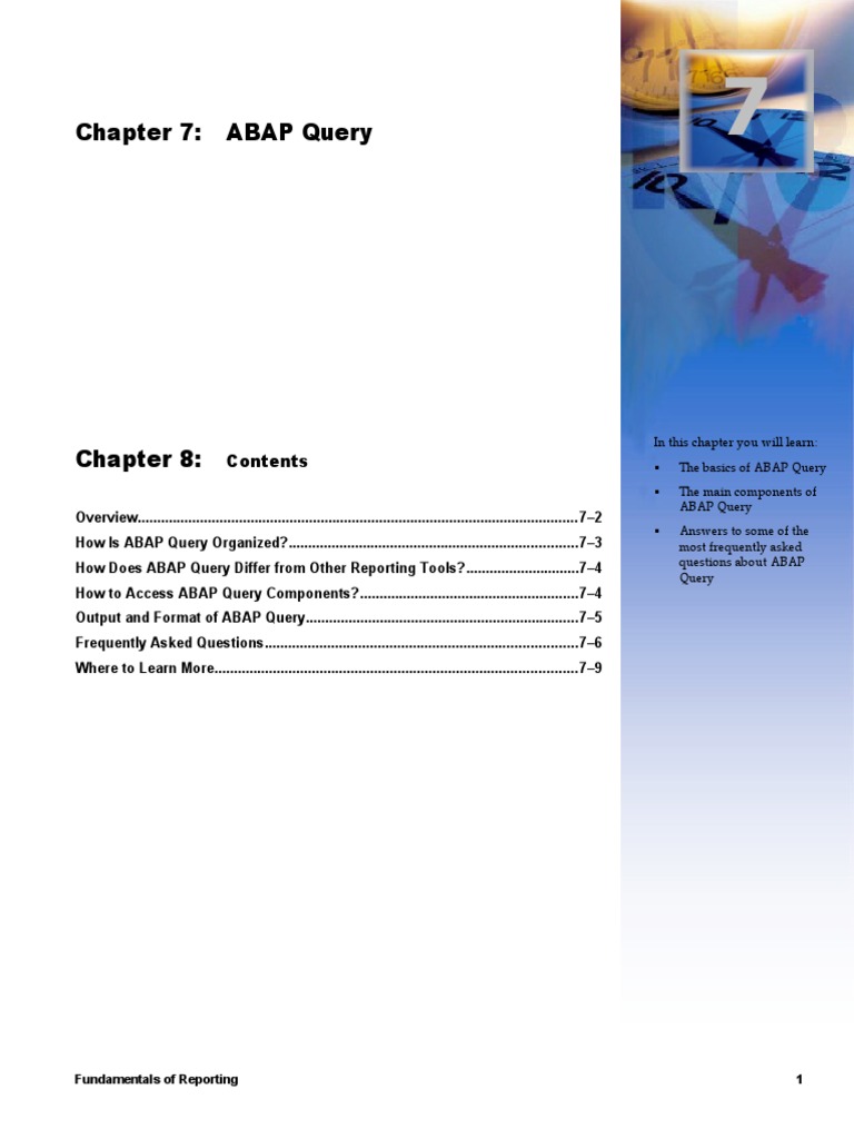 Chapter 7 Abap Query Pdf Databases Microsoft Excel