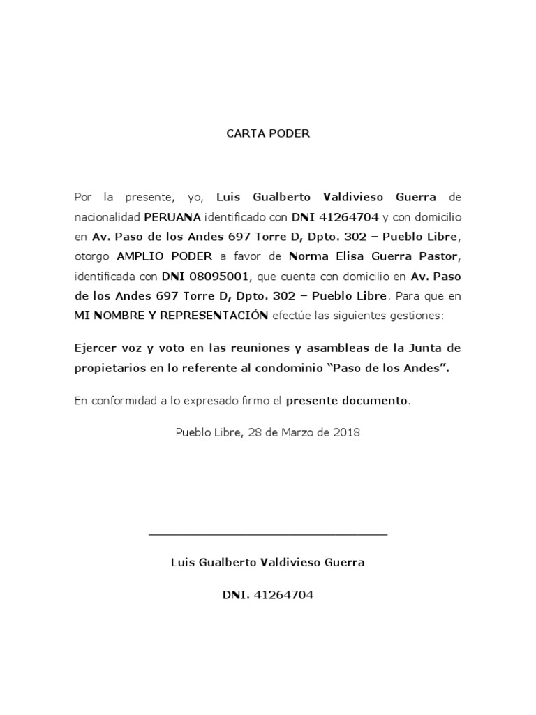 Carta Poder Simple | PDF