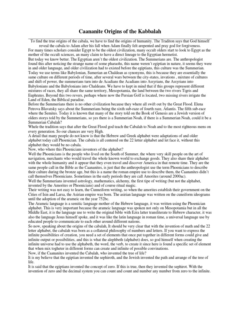 Caananite Origins of The Kabbalah | PDF | Hermetic Qabalah | Sumer