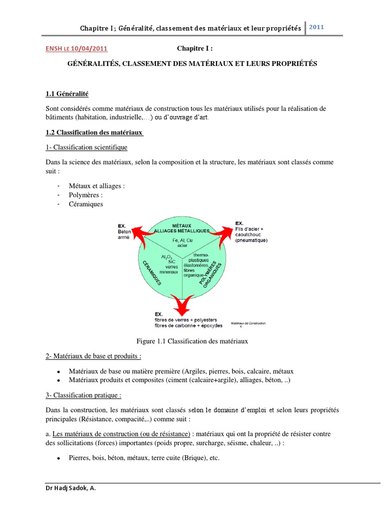 Classification et propriétés des matériaux | PDF | Densité | Matériaux ...