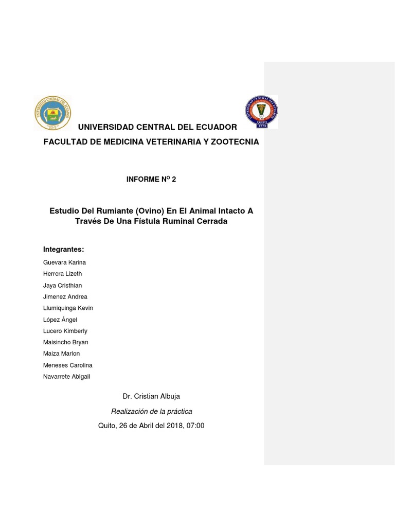 Estudio Del Rumiante Ovino en El Animal Intacto A Través de Una Fístula ...